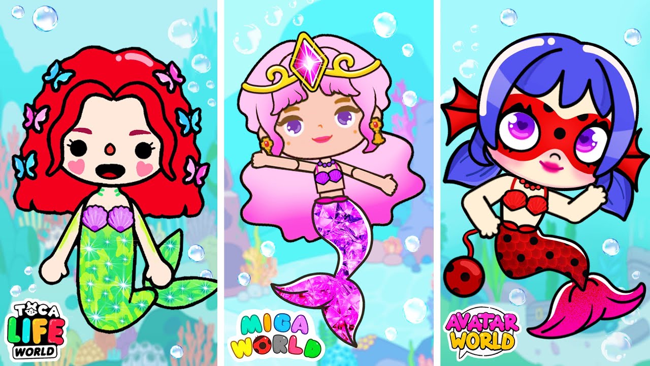 Mermaid Elements in Avatar World vs Toca Boca vs Miga World | Toca Life ...