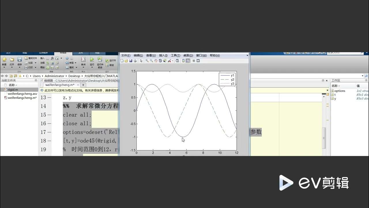 5 matlab求微分方程组通解特解数值解和求一元二元函数最小值和零点【28天Matlab教程】 - YouTube