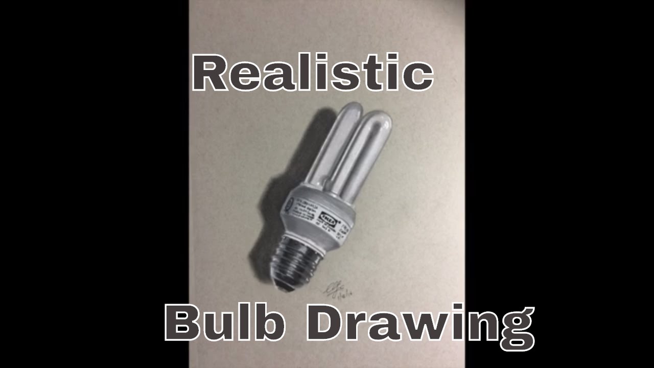 how to draw realistic lightbulb - YouTube