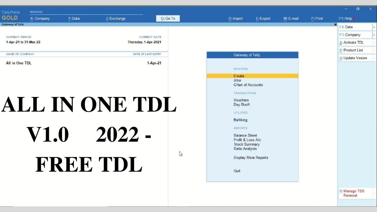 Tally All in One TDL V1.0 | Free Tally TDL | Free Tally Module | Tally ...