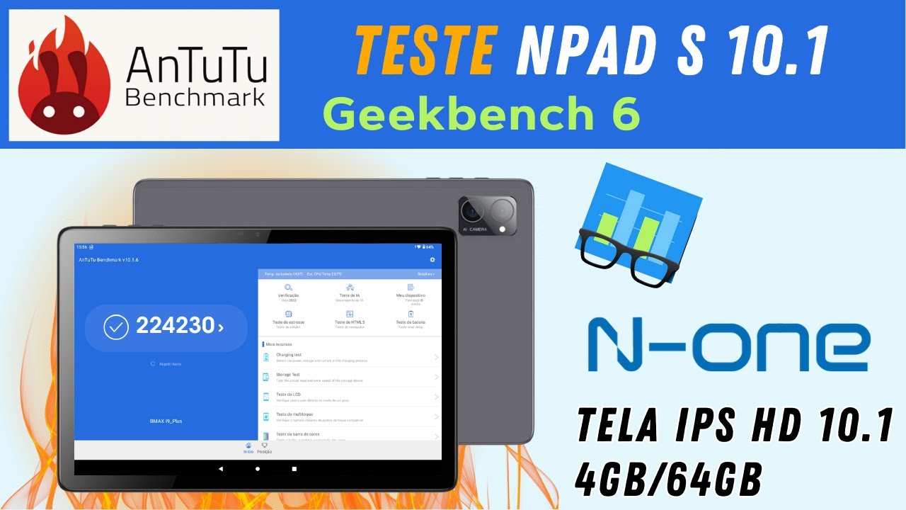 Pontuação do Npad S 10.1 da N-One, Antutu Benchmark e Geekbench 6 - YouTube