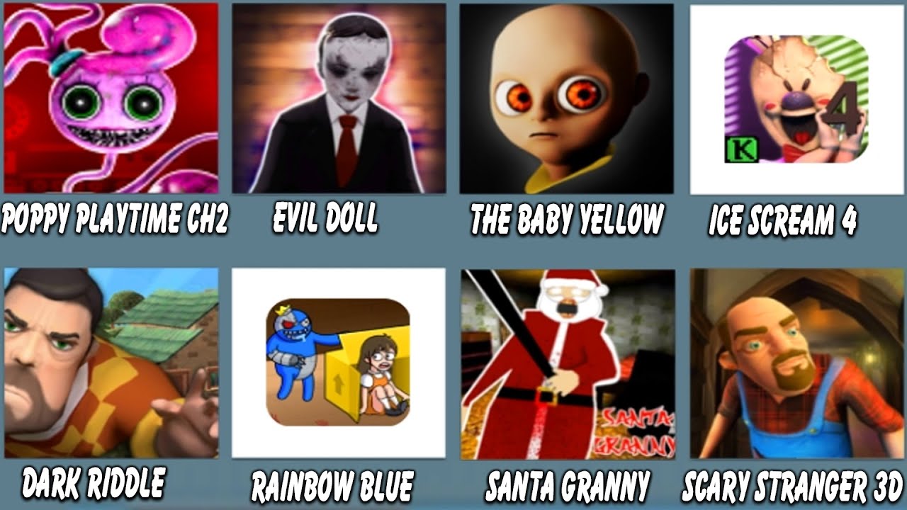 Poppy Playtime Chapter 2,Evil Doll,The Baby In Yellow,Ice Scream 4,Dark ...