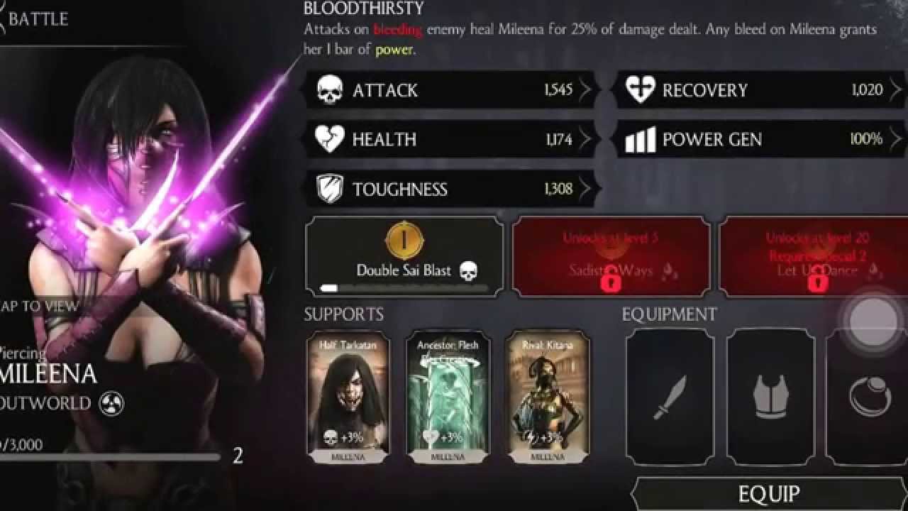 Mortal : Kombat X - Mobile Mileena Showcase,Support Cards & Gameplay ...