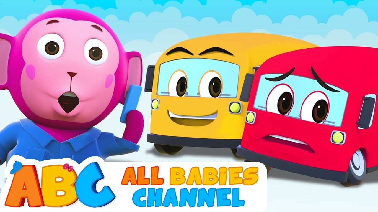 All Babies Channel | Five Little Buses Jumping On The Road | 3D Nursery ...