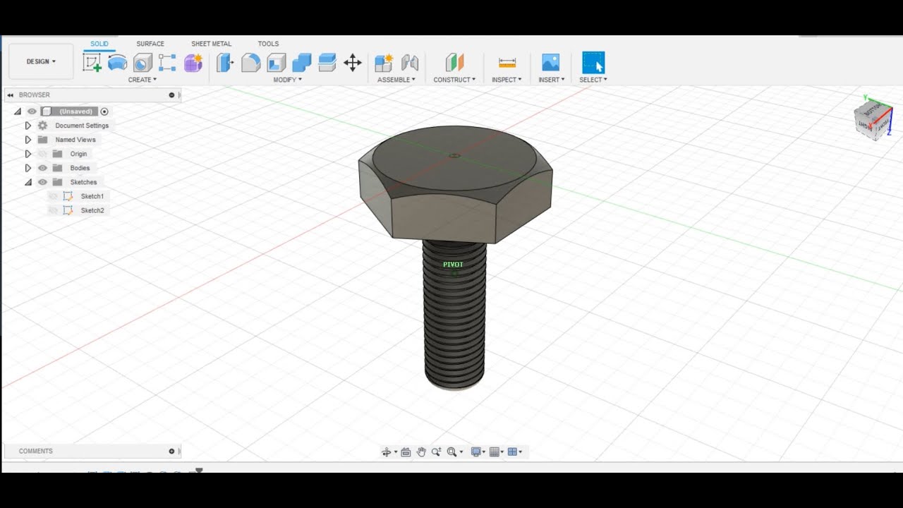 FUSION 360- SIMPLE BOLT DESIGN///BEGINNERS TUTORIAL - YouTube