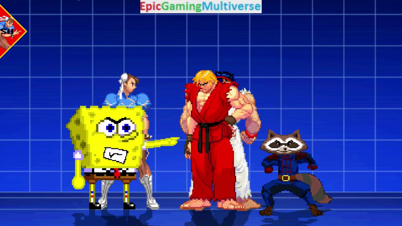 SpongeBob SquarePants And Street Fighter Characters VS Rocket Raccoon ...