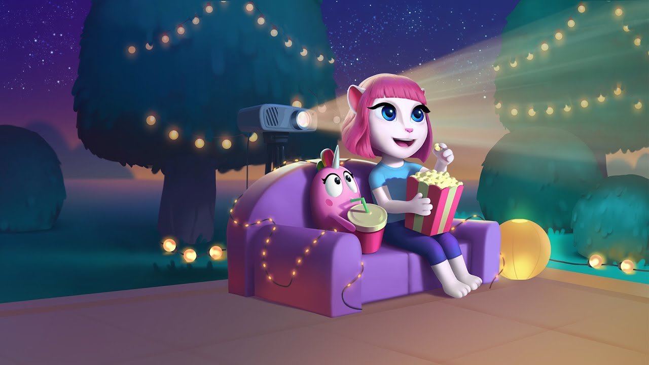 Grab your popcorn 🍿 🎥 👀 NEW CINEMA FEATURE in My Talking Angela 2 - YouTube