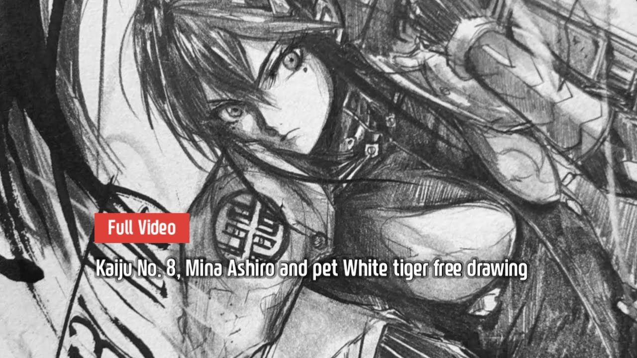 Full Video, Kaiju No. 8 Mina Ashiro and pet White tiger free drawing 괴수 ...