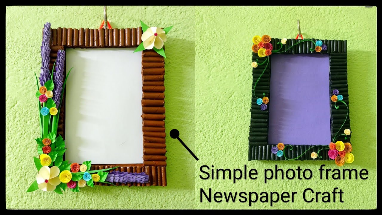 Simple Photo Frame Making Idea || Newspaper Craft || Sanchita's ...