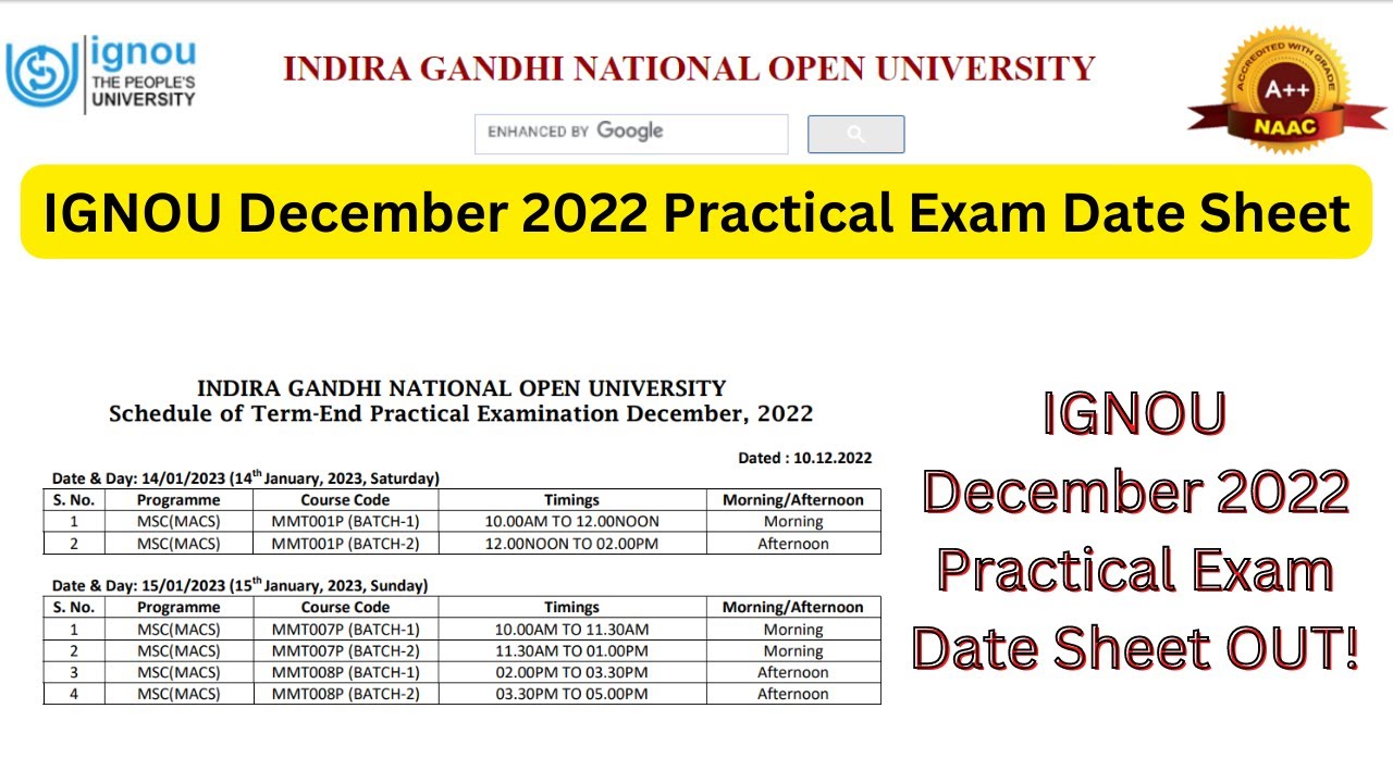 IGNOU December 2022 Practical Exam Date Sheet IGNOU December 2022 ignou-december-2022-practical-exam-date-sheet-ignou-december-2022