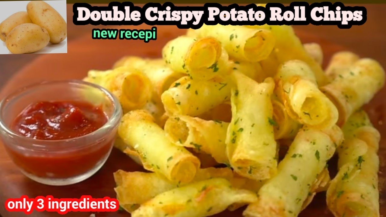 3 Ingredients,Double Crispy Fried Potatoes-Potato Roll Chips|#Potato ...