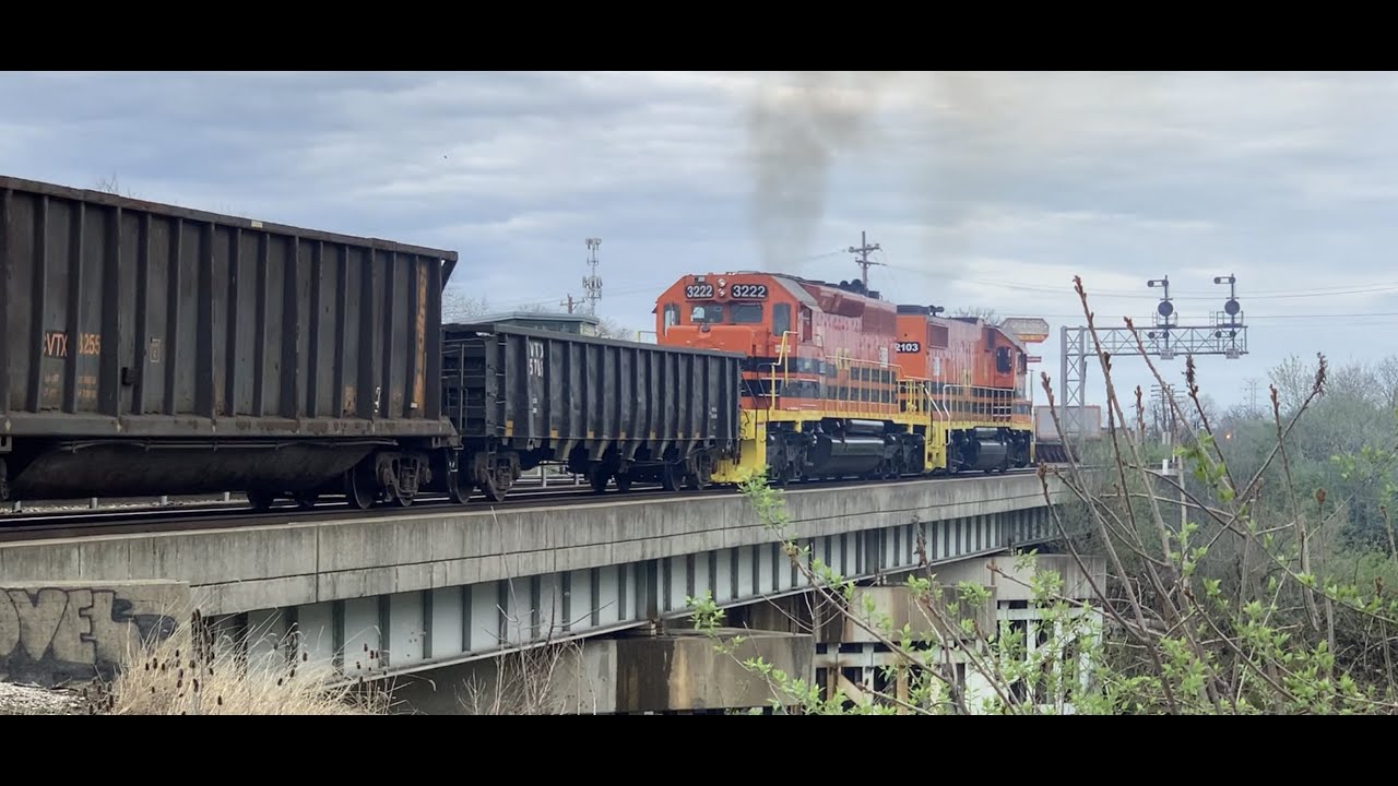 Trains Working Hard Crossing 3 Track Bridge Indiana & Ohio Railway ...