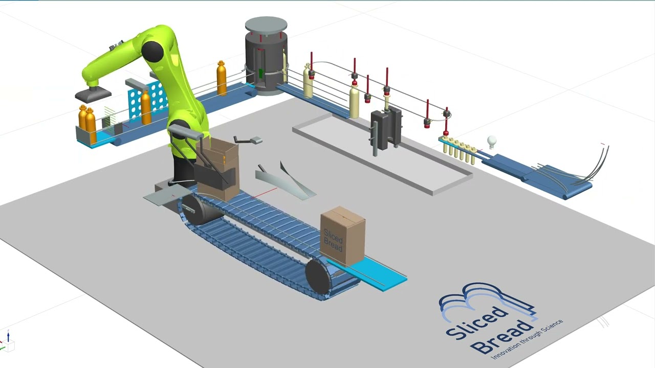 A conceptual bottle filling line simulation using Siemens NX MCD - YouTube