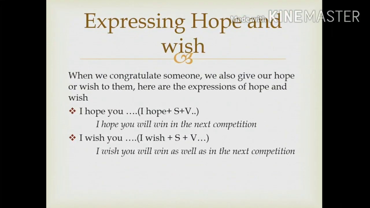 Expressions of hope, wish and congratulations - YouTube