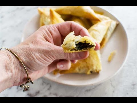 mushroom filo triangles (and how to fold filo pastry triangles!) - YouTube
