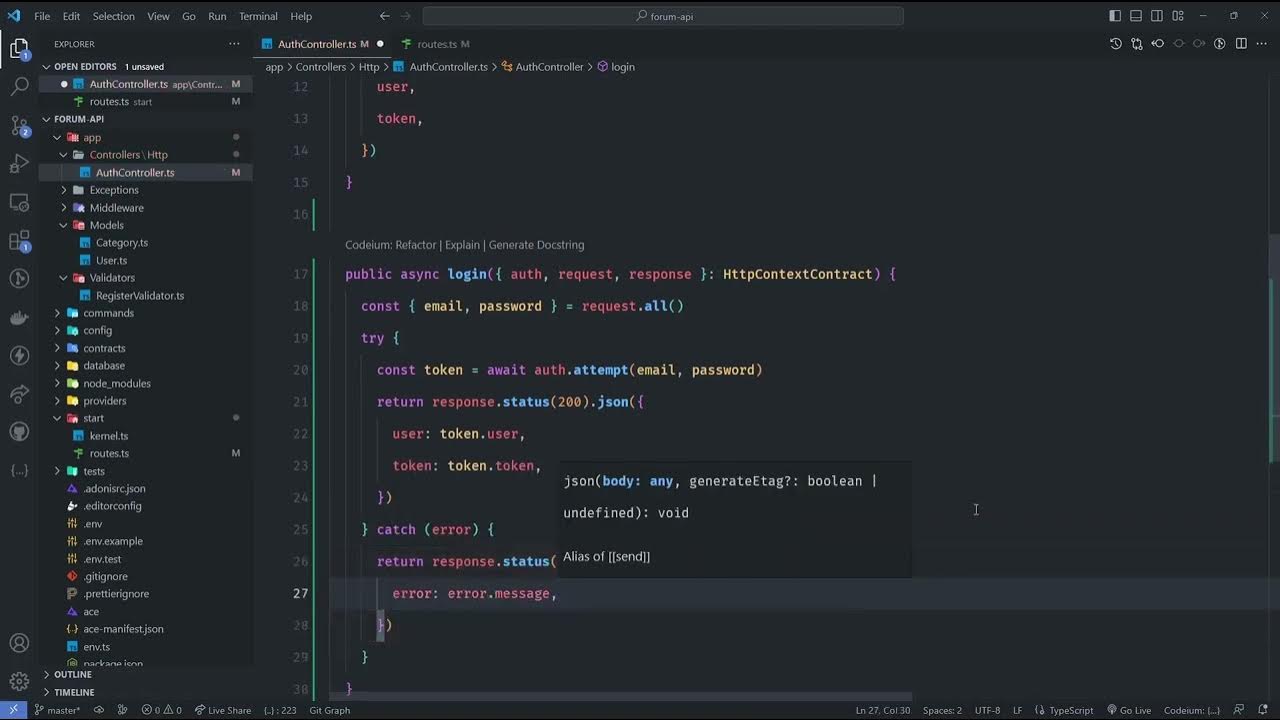 Belajar Adonis js 06 Membuat Api Endpoint Untuk Login 01 34 - YouTube