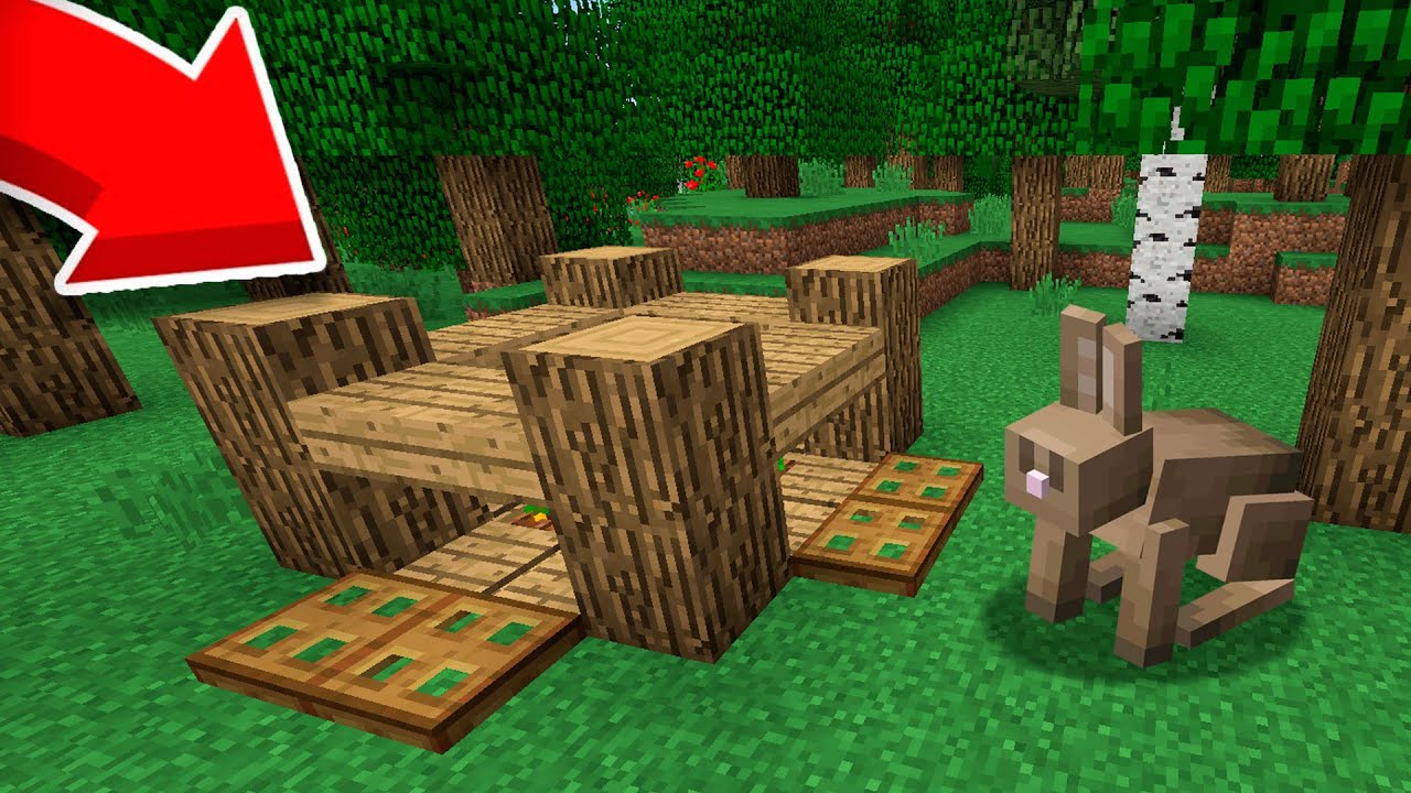Minecraft: How to make a Working Rabbit Trap - YouTube