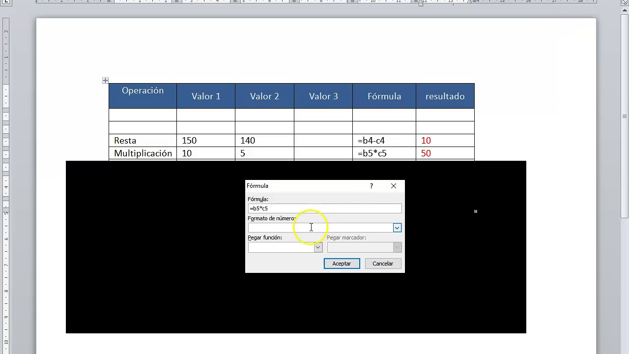 Formulas en Word 2 - YouTube