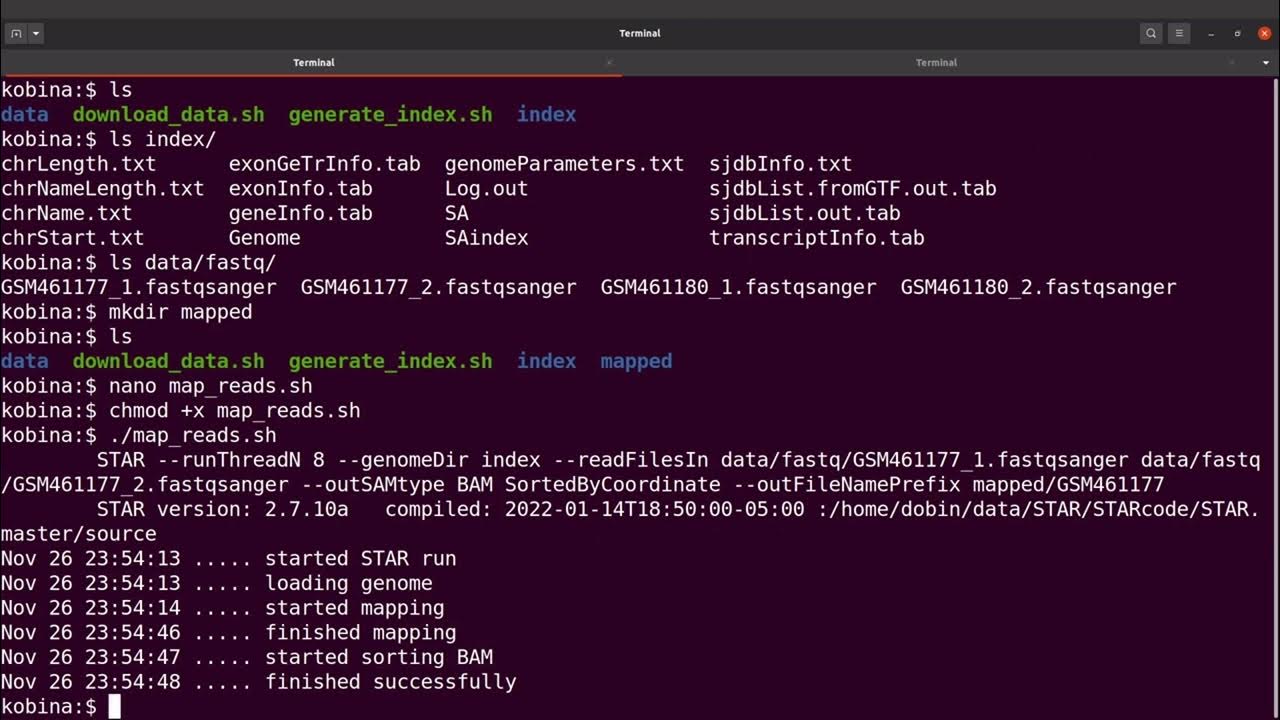 bash script for star rna seq tutorial - YouTube