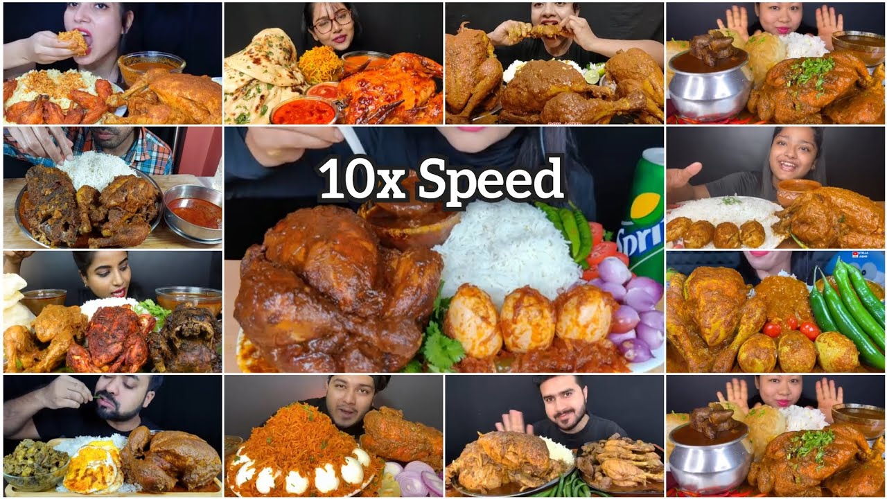 ASMR Eating Spicy Full Chicken Curry With Basmati Rice & Salad ...