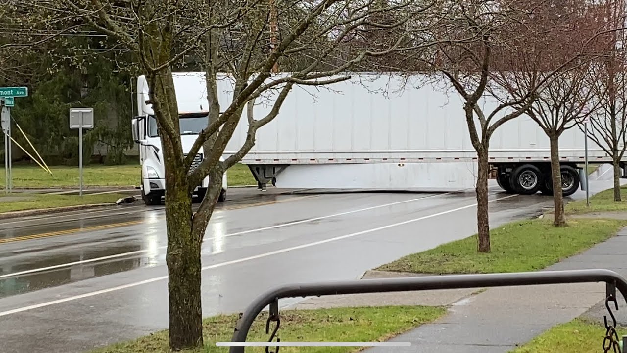 Semi Truck blocking road - YouTube