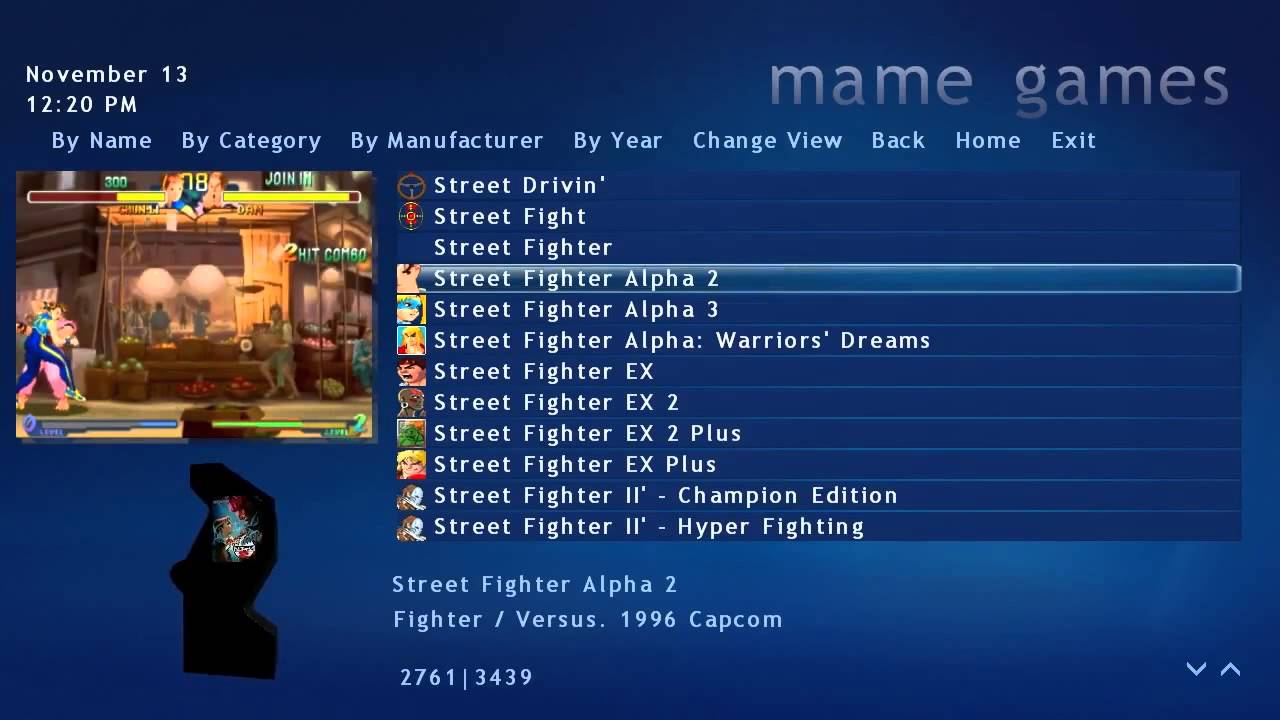 Demonstration of home arcade system game selection menu. - YouTube