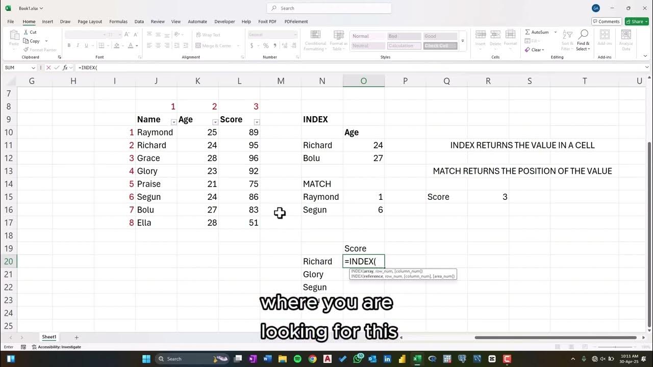 Master INDEX & MATCH in Excel | Powerful Lookup Function Tutorial (Step-by-Step) - YouTube