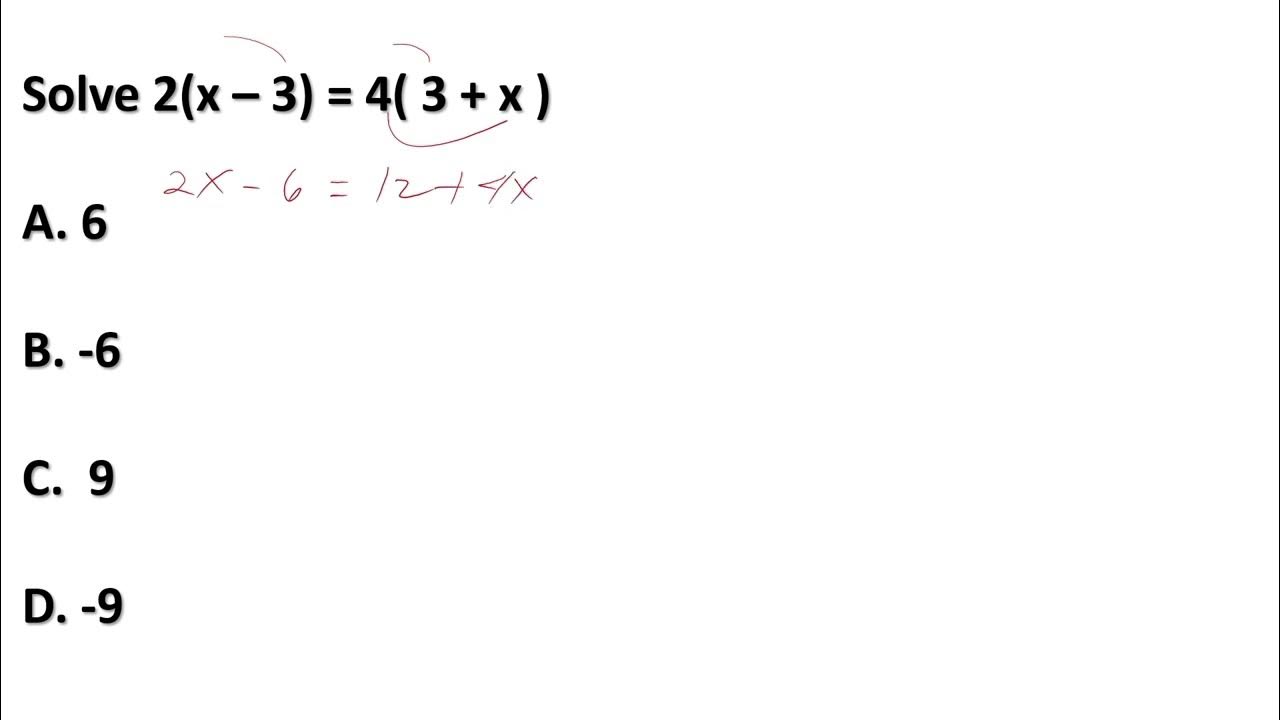 SOLVE 2(x - 3) = 4(3 + x)#math#maths#mathmath#mathematics - YouTube