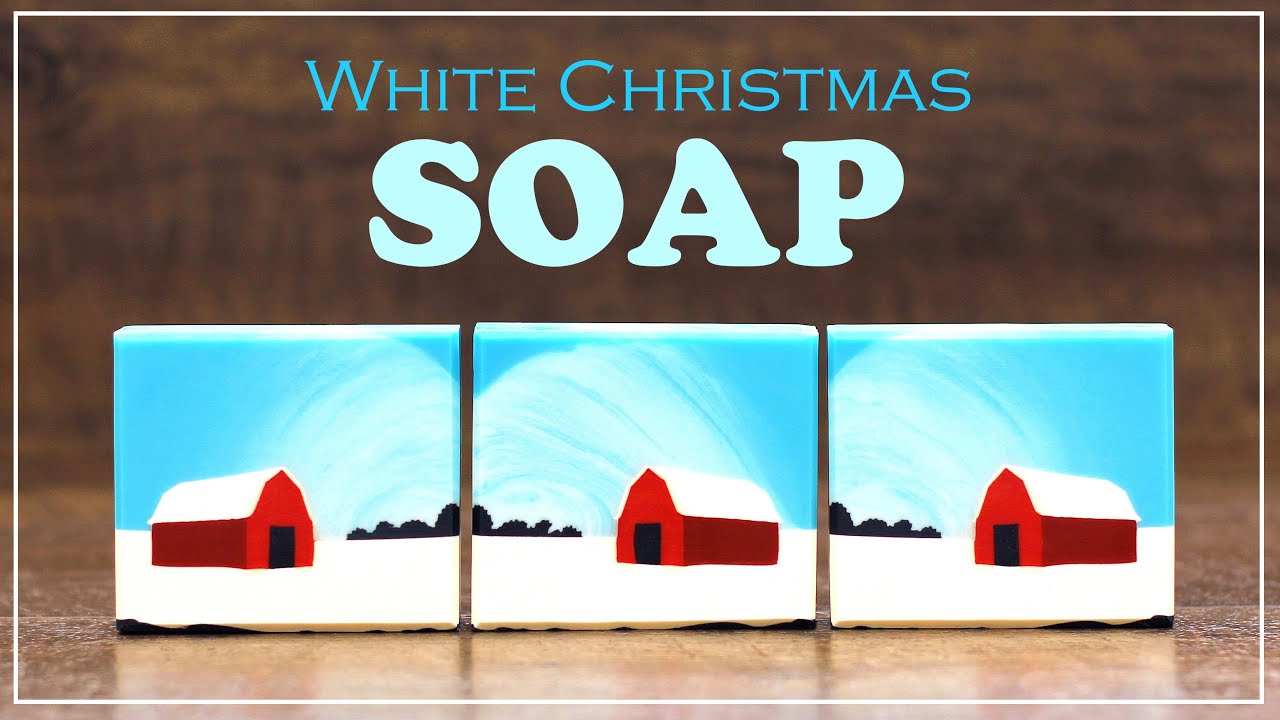 Making my TOP Holiday Design! White Christmas Landscape Soap with Barn ...