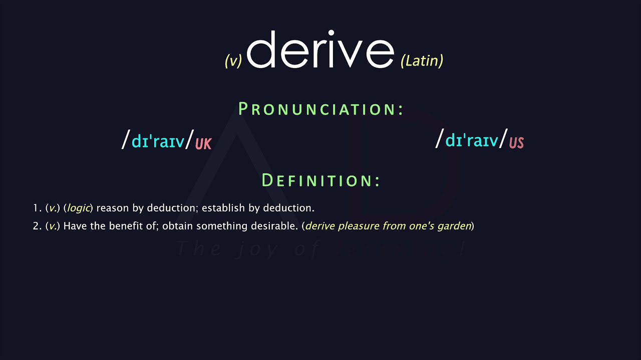Derive Meaning And Pronunciation Audio Dictionary YouTube