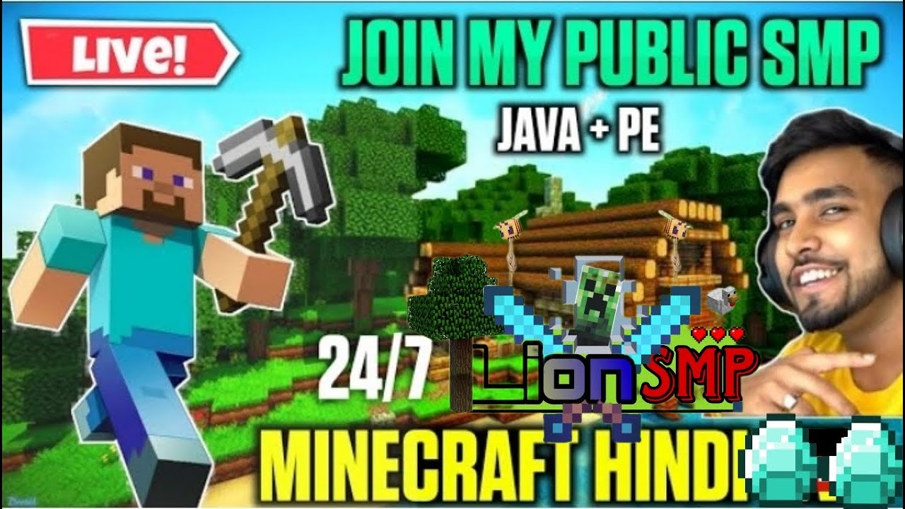 24/7 online smp join now | public smp |PE +Java | #minecrft #live #smp ...