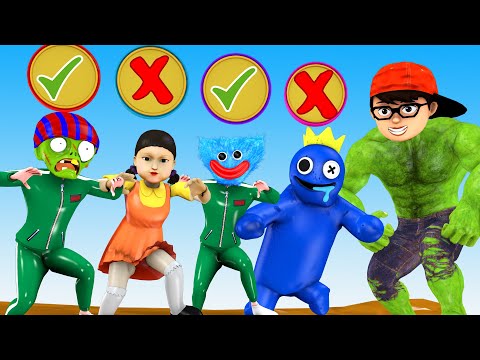 Squid Game (오징어 게임) vs Scary Stranger 3d Orange Trying Win Swimming challenge Game candy shape