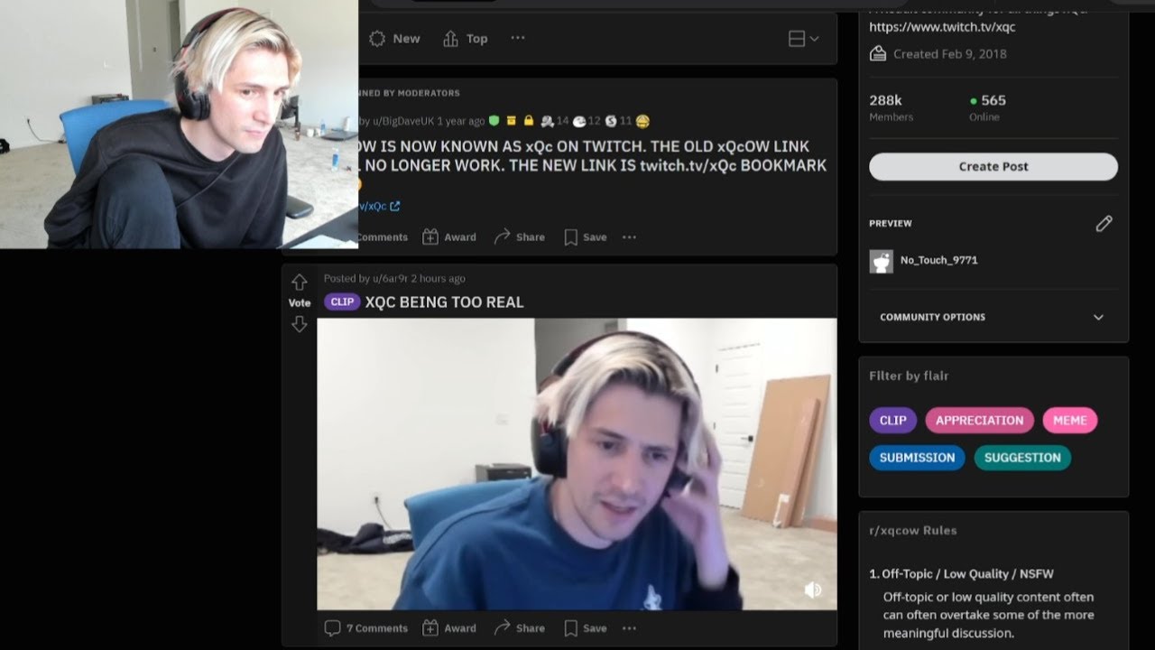 xQc reacts to "xQc being too real" - YouTube