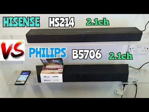 Philips B5706 2.1ch vs. Hisense HS214 2.1ch All-in-one Soundbar | Bass ...
