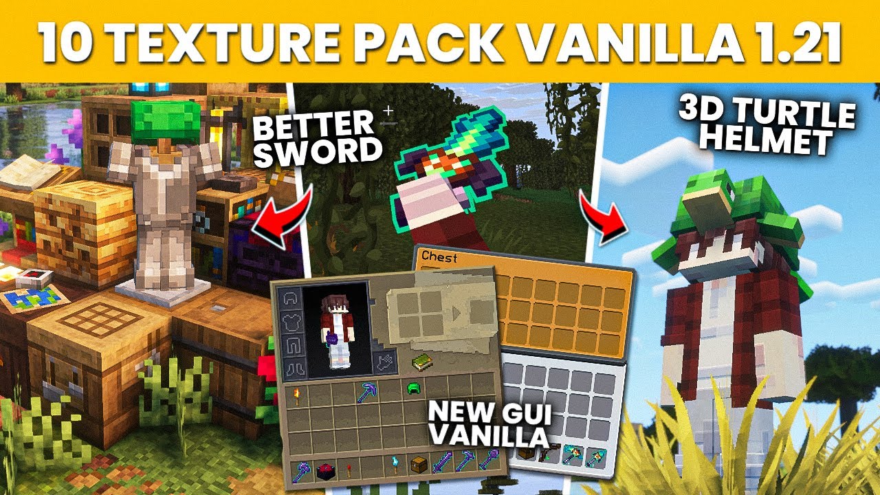 10 TEXTURE PACK VANILLA TERBAIK BUAT SURVIVAL | 1.20/.1.21 - YouTube