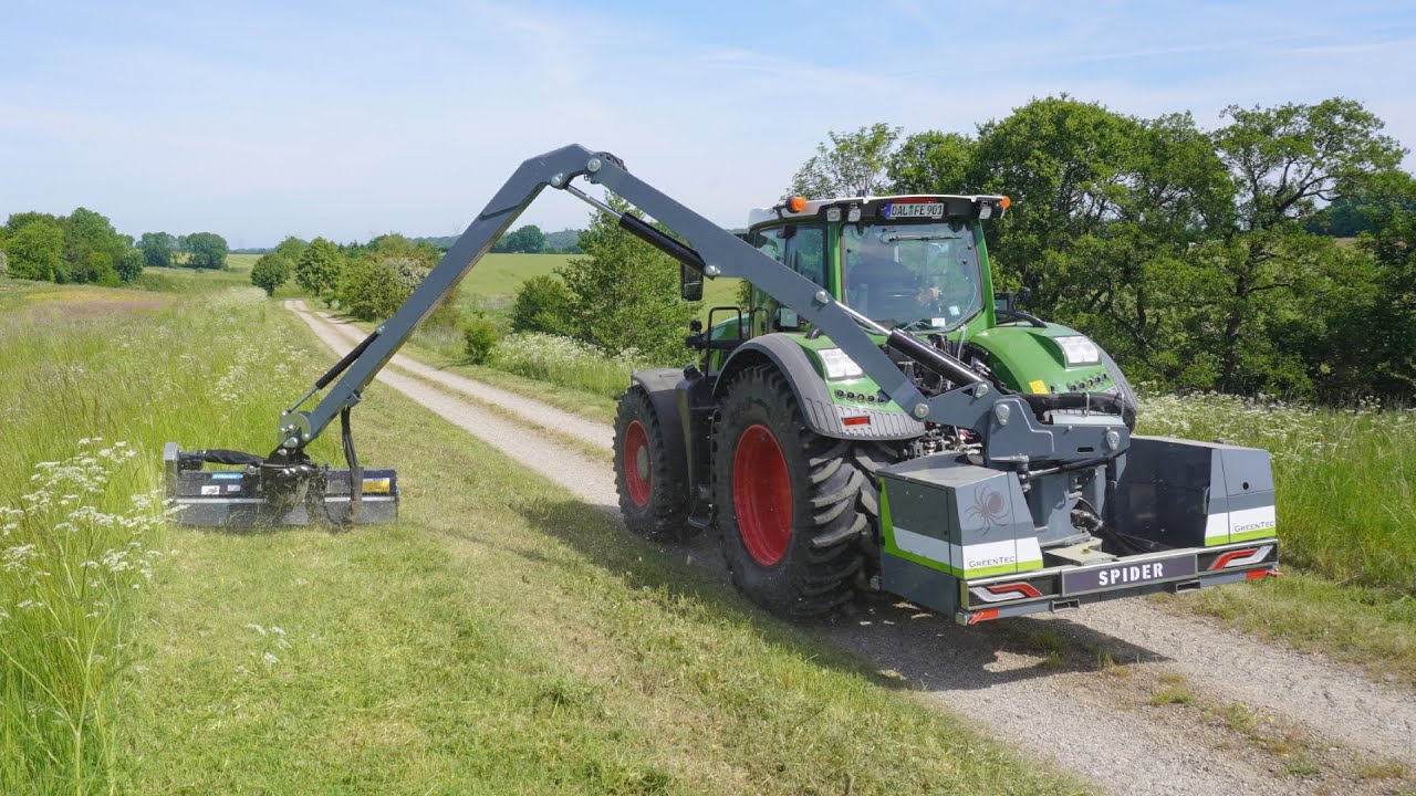 Reach Mower For Tractor | GreenTec Spider Series - YouTube