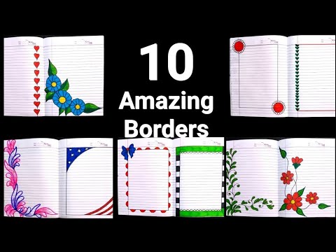 10 beautiful border designs for projects handmade| simple border designs| notebook border designs|