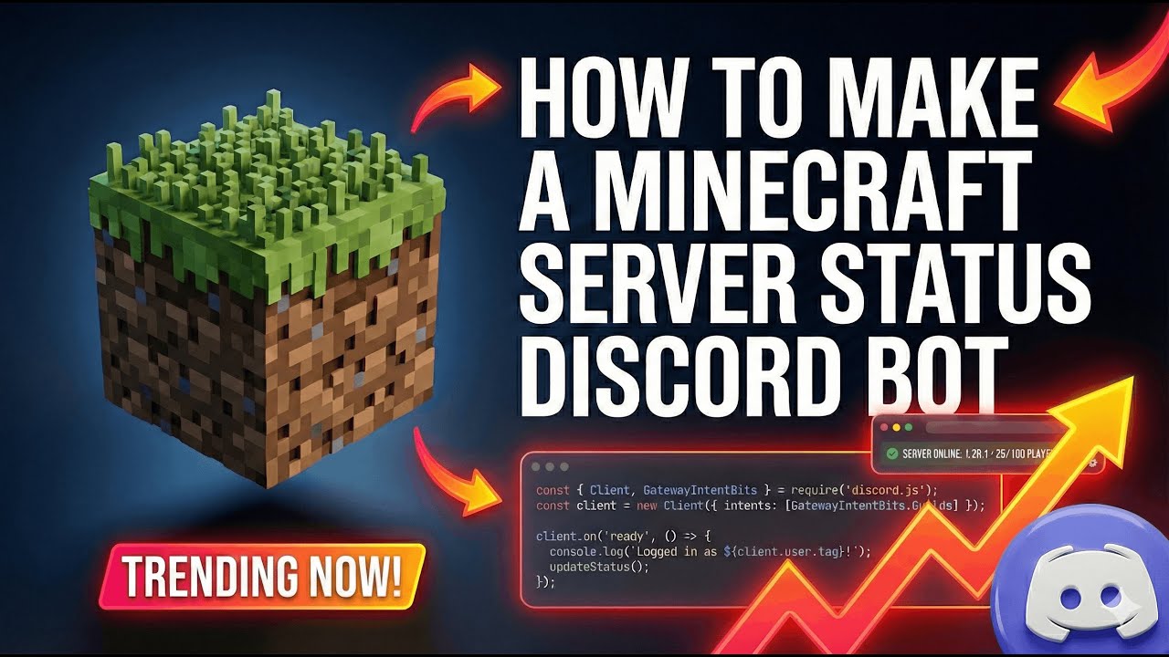 How to Make a Minecraft Server Status Discord Bot (Live Web Status ...