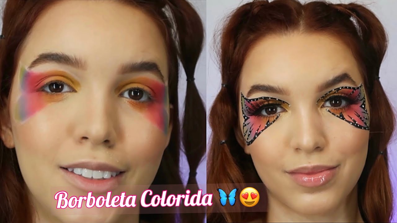 TUTORIAL MAQUIAGEM ARTÍSTICA DE BORBOLETA - BUTTERFLY MAKEUP | Debora ...