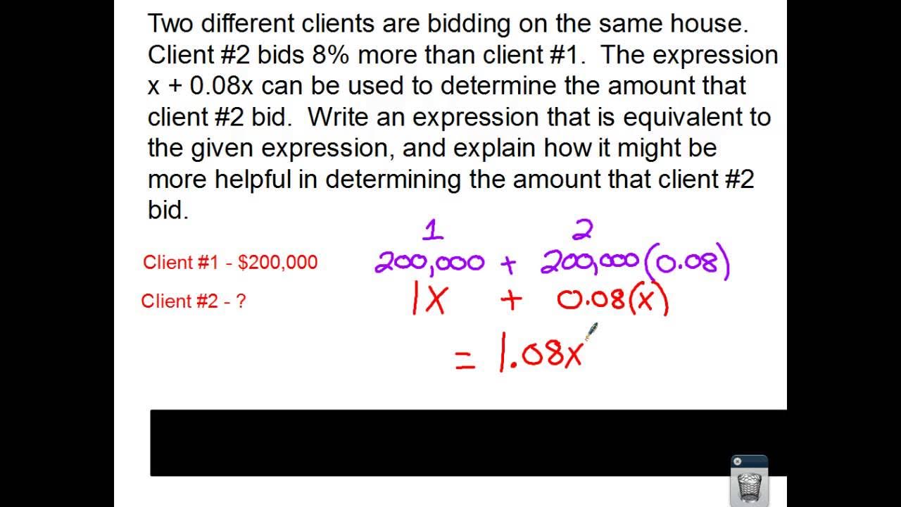 CCSS 7.EE.2 - video 1 - Rewriting Linear Expressions - YouTube
