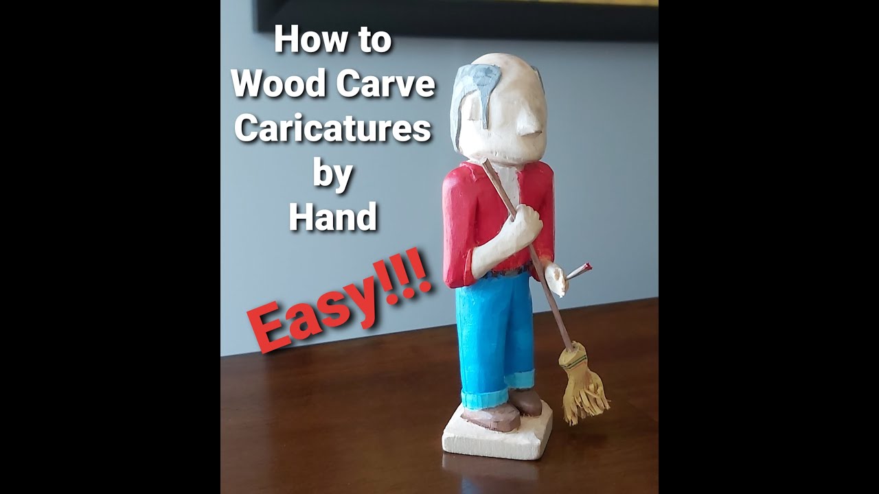 How to Wood Carve Caricatures - "The Smoking Janitor" - Time Lapse Demo ...