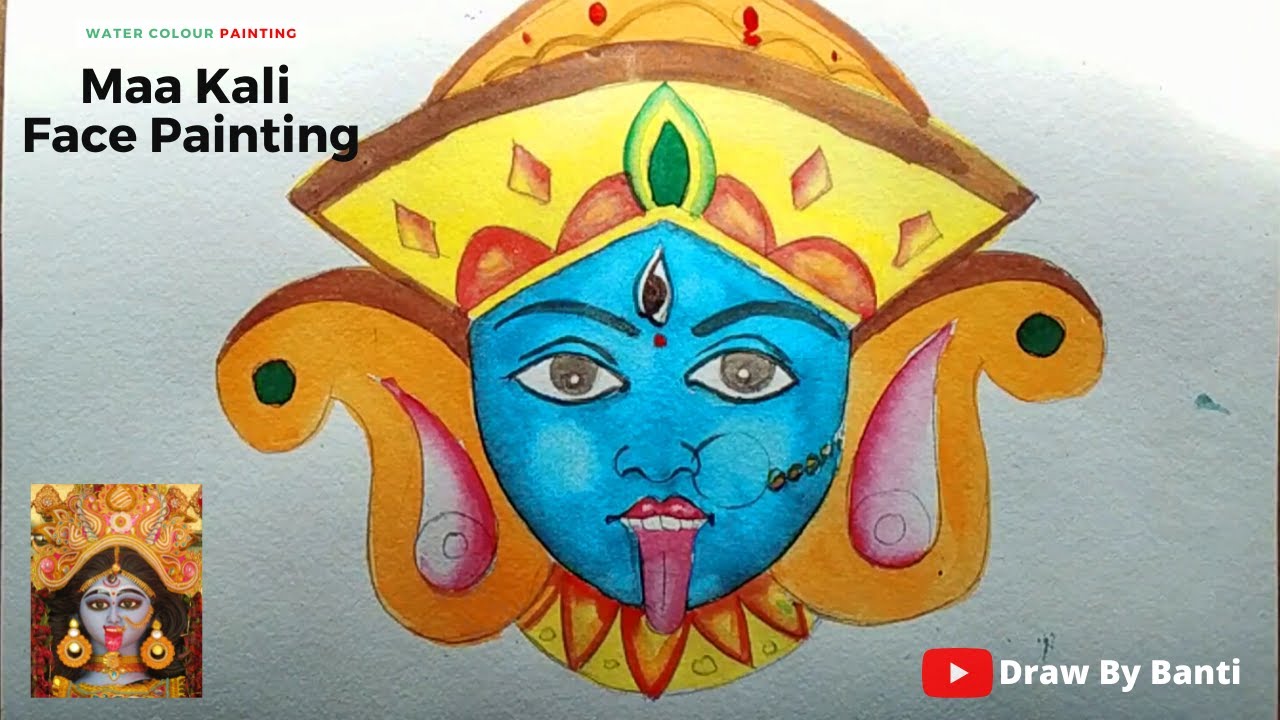 Maa Kali Face Painting & Drawing | Draw By Banti | How to Draw Maa Kali ...