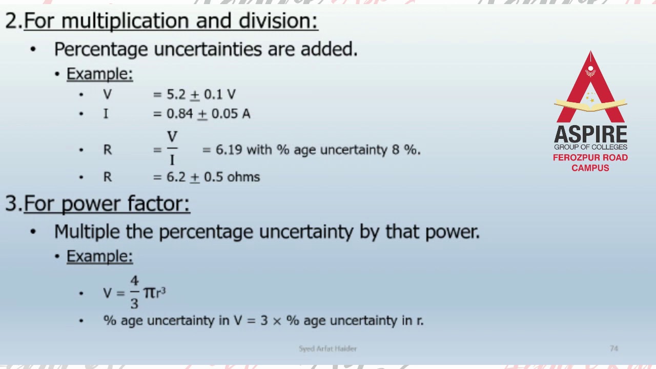 Fsc Physics Assessment of Total Uncertainty in final Result Chapter#01 ...