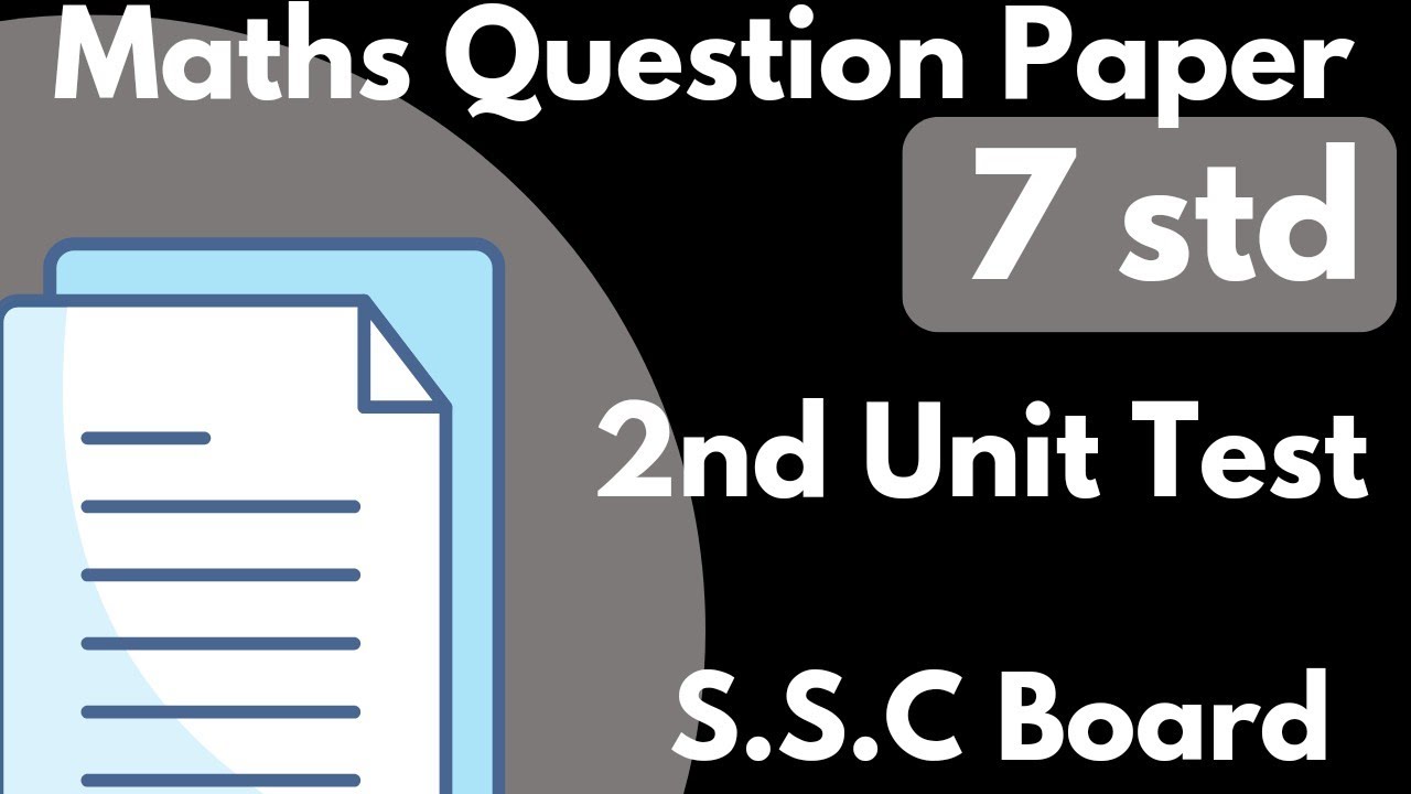 Standard 7th maths second unit test sample question paper 2024 ...