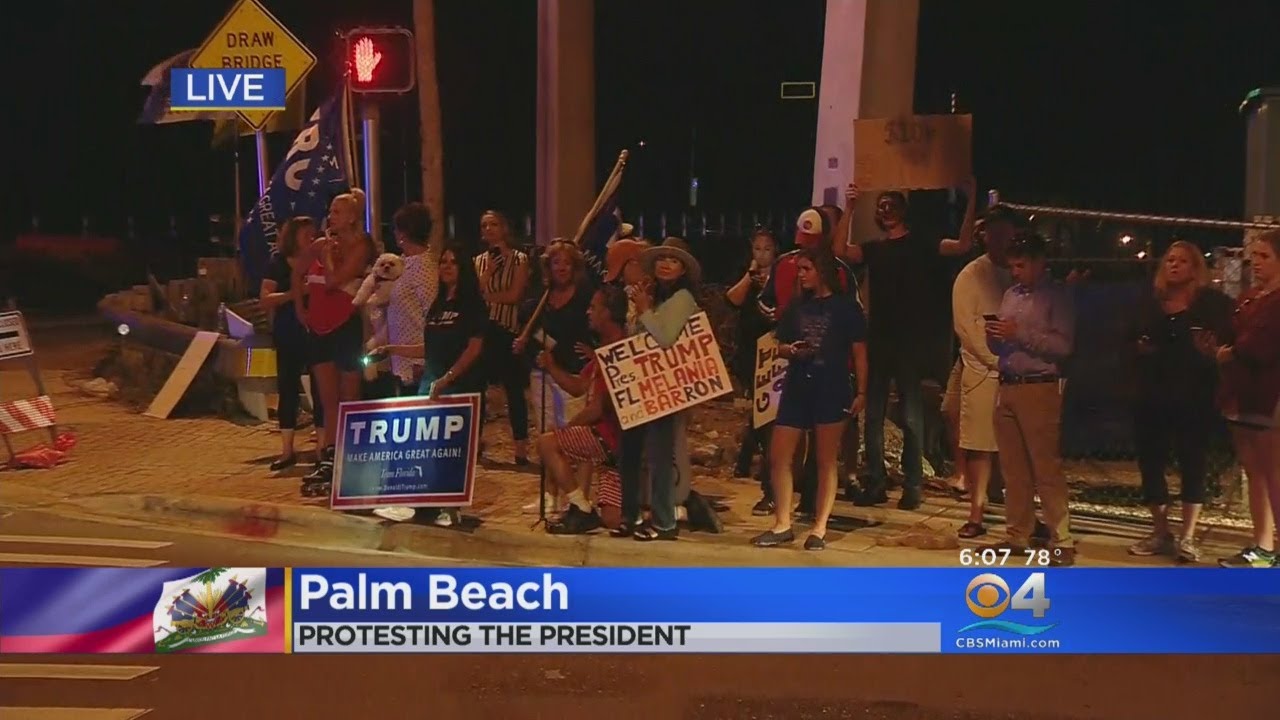 Protesters Arrive In Palm Beach Over Trump's TPS Termination - YouTube