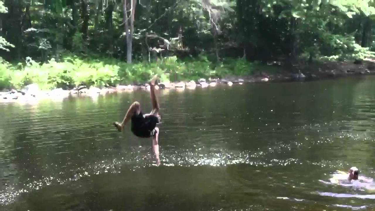 Rope swing back-flip fail - YouTube