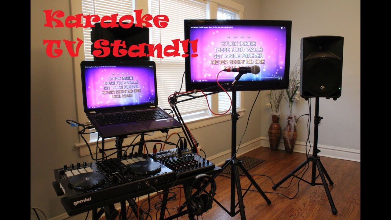 Make a karaoke flat screen TV stand - YouTube