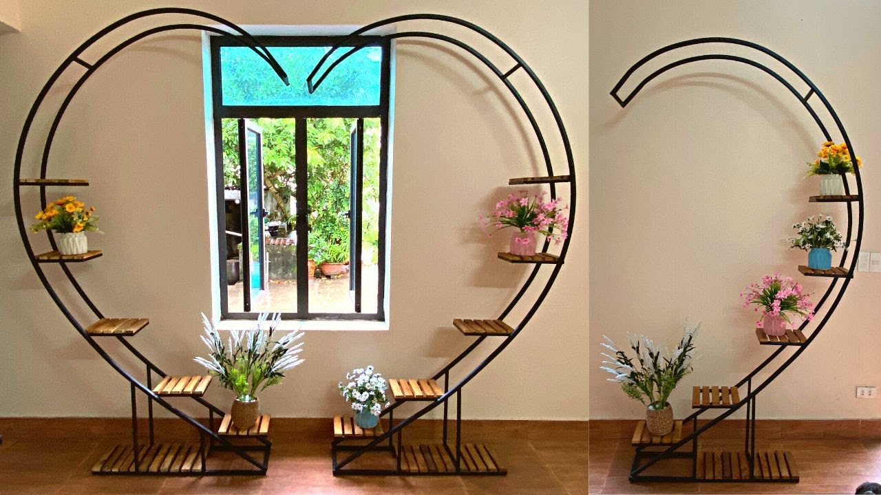 DIY Heart Shaped Flower Decorative Shelves Paired 5 Layers With Metal ...