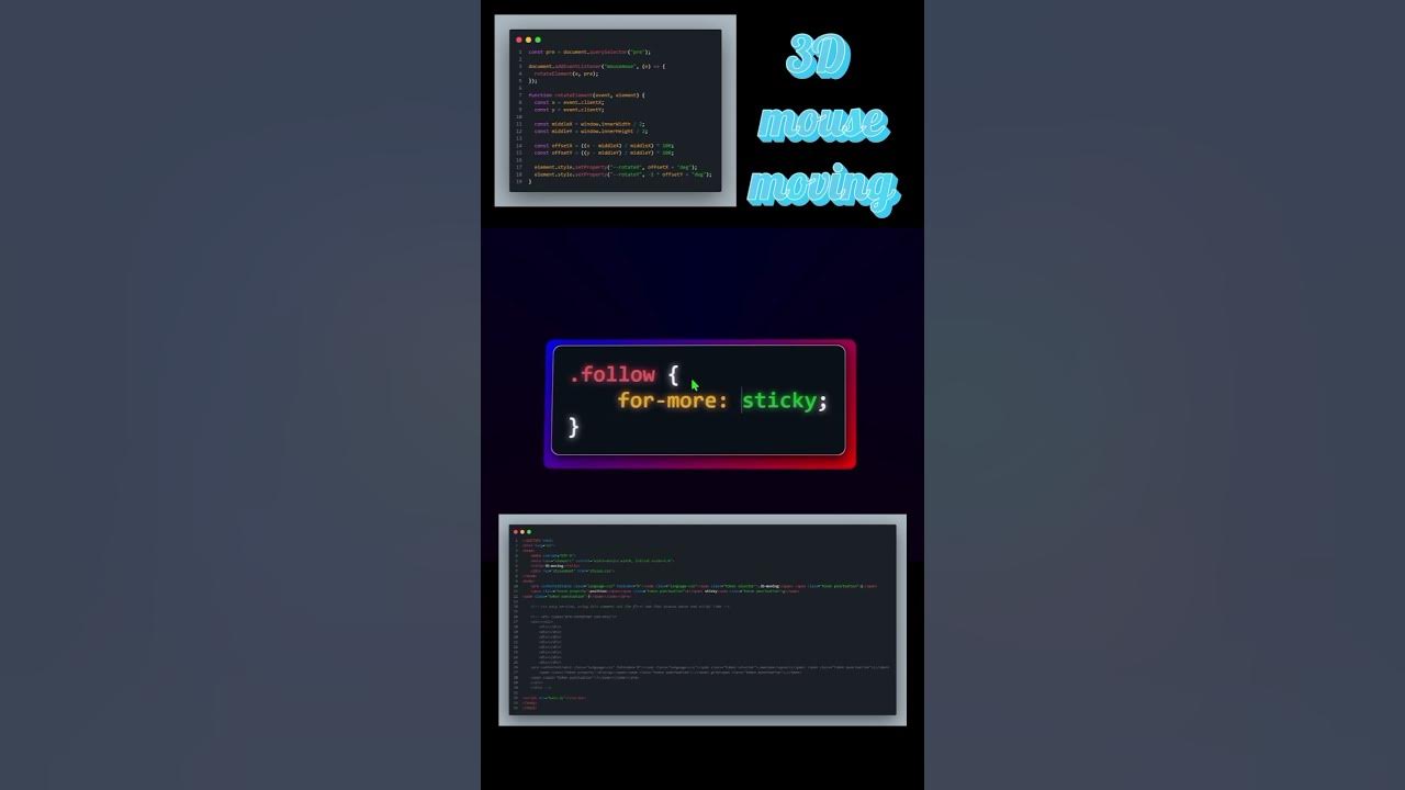 3d Mouse Moving 馃敟shorts Viral Coding Coder Webdevelopment Html Javascript Codinglove