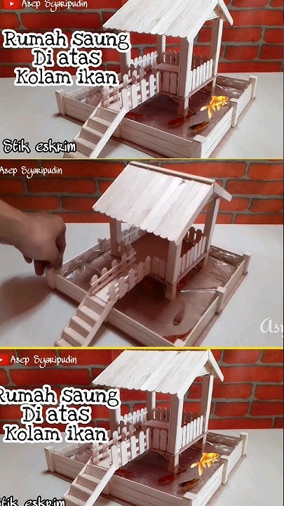 Miniatur saung gazebo di atas kolam ikan dari stik es krim - YouTube